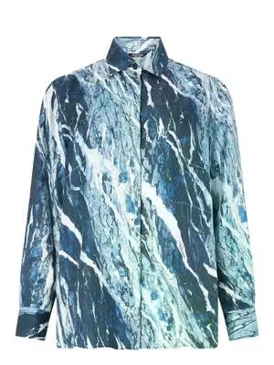 Roberto Cavalli Marble-print Shirt - Blue