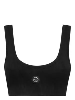 Philipp Plein Cropped Tank Top - Black