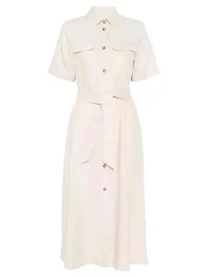 Woolrich Tied-waist Midi Shirt Dress - Neutrals