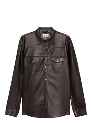 ERALDO Leather Shirt - Brown