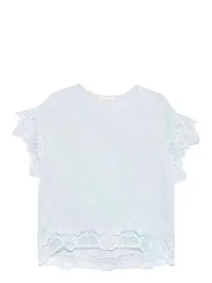 MAURIZIO MYKONOS Corded Lace-trim Blouse - Blue