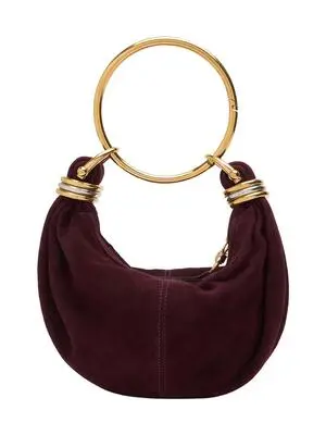 Chloé Suede Top Handle Bag - Burgundy