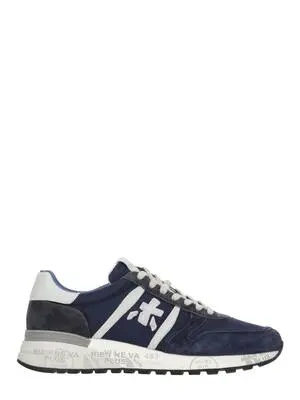 Premiata Lander Suede And Nylon Lace-up Sneakers - Blue