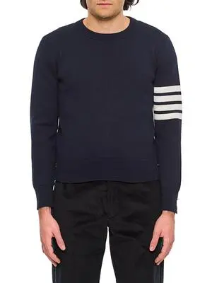 Thom Browne Sweater With Signature Striped Sleeves - Blue