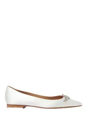 SCAROSSO Rhinestone-embellished Ballerina Shoes - White