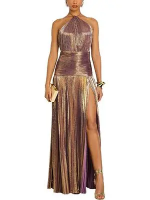 Retrofete Thalia Halter Dress - Purple/gold