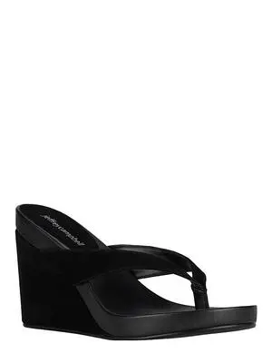 Jeffrey Campbell Liezel Wedge Sandals - Black Suede Combo