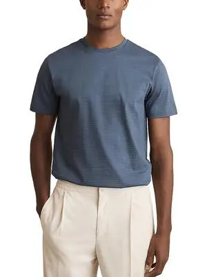 REISS Leo Mercerized Cotton Crewneck Tee - Airforce Blue