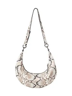 HYER GOODS 3-in-1 Convertible Hobo Ring Bag White Python No