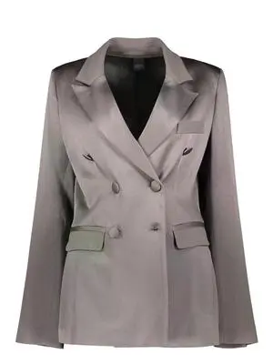 Lorena Antoniazzi Double-breasted Satin Blazer - Grey
