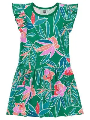 TEA COLLECTION Flutter Sleeve Pocket Dress - Tropical Gardenias