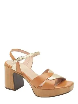 WONDERS Soraya Platform Sandal - Iseo Cuero Brown/ Gold