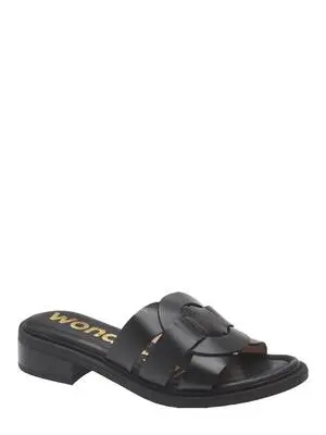 WONDERS Leather Slide Sandal - Iseo Black