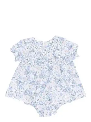 ANGEL DEAR Veronica Floral Print Skirted Bodysuit - Blue