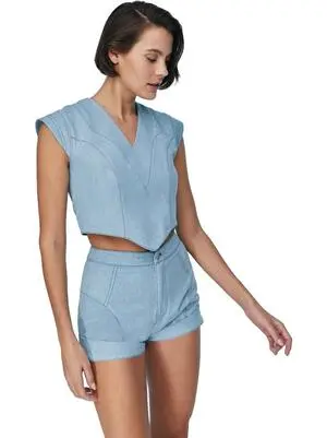JENDUE Marvel V-neck Top - Ever Blue