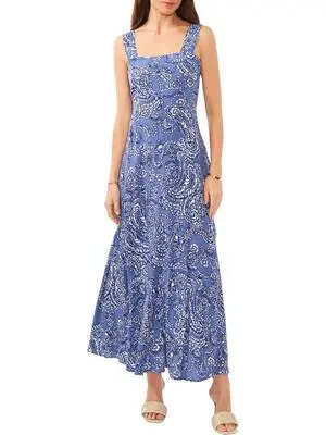 Vince Camuto Paisley Maxi Sundress Denim Navy