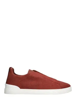 Zegna Triple Stitch Cotton-linen Sneakers - Red