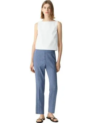 Theory Treeca Pull-on Pant In Fluid Linen - Light Denim