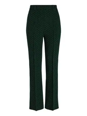 HIGH SPORT Charlie Geo-jacquard Flared Trousers - Green
