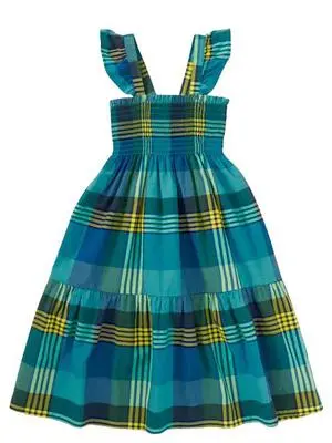 TEA COLLECTION Smocked Flutter Sleeve Dress - Amazonian Plaid