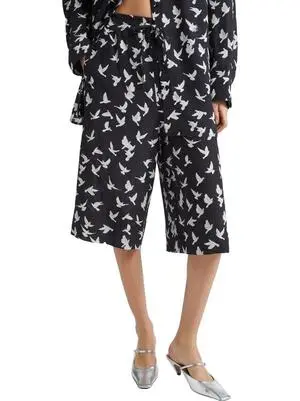 Stella McCartney Mini Birds Silk Shorts - Black