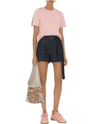 Burberry Check Trim Cotton T-shirt - Bouquet