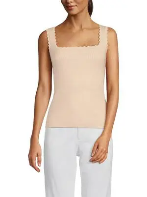 LANDS' END High Retention Square Neck Tank - Oatmeal