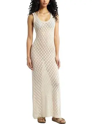 Bp. Sheer Pointelle Maxi Cover-up Dress Ivory