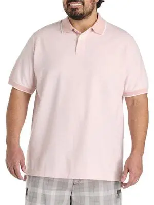 HARBOR BAY BY DXL Big & Tall Oxford Tipped Polo Shirt - Pink