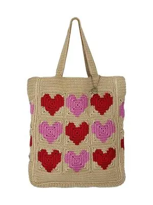 THE SAK Lanie Market Hand Crochet Tote Bag Bamboo Heart