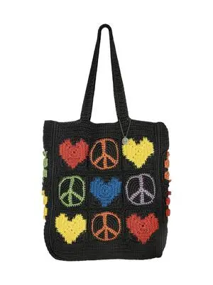 THE SAK Lanie Market Hand Crochet Tote Bag - Black Peace And Love