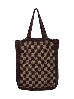 THE SAK Lanie Market Hand Crochet Tote Bag - Brown Check