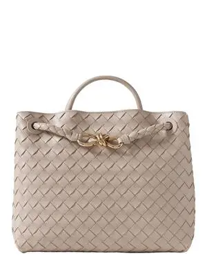 Bottega Veneta Andiamo Medium Intrecciato Leather Tote Neutrals