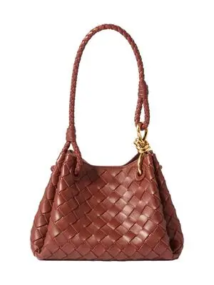 BOTTEGA  VENETA Bottega Veneta Parachute Small Intrecciato Leather Shoulder Bag Red