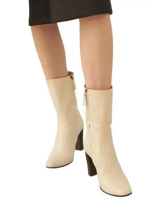 Veronica De Piante Gaia Leather Heeled Ankle Boots - Neutral