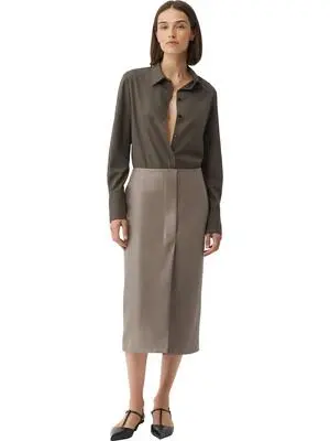 Veronica De Piante Nappa Leather Phoebe Skirt - Gray