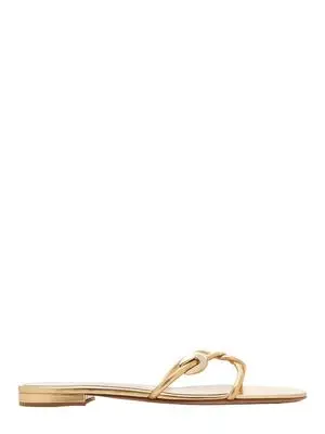 GIANVITO ROSSI Metallic Nappa Leather Flat Sandals - Gold