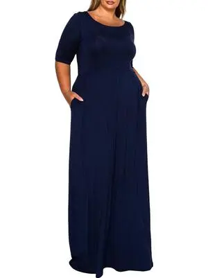 L I V D L I V D Eva Jersey Maxi Dress Navy