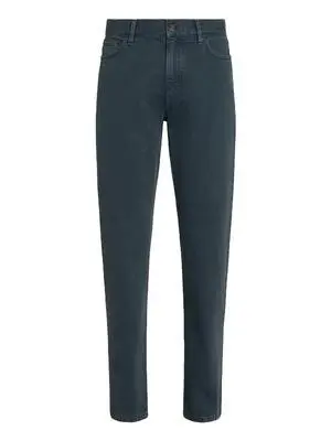 Zegna City Fit Stonewashed Jeans - Bright Blue Solid