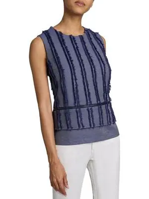 Santorelli Caterina Sleeveless Top With Zipper - Marine Blue
