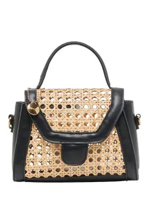 Dolce Vita Tropez Wicker Top Handle Bag - Black