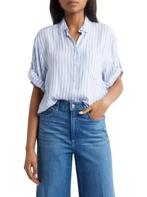 BEACHLUNCHLOUNGE Beachlunchlounge Murphy Stripe Button-up Shirt Moscow Lilac