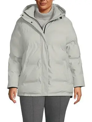 LANDS' END Insulated Squall Slicker Puffer Jacket - Soft Silver