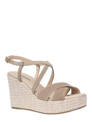 NEROGIARDINI Strappy Platform Wedge Sandal - Taupe