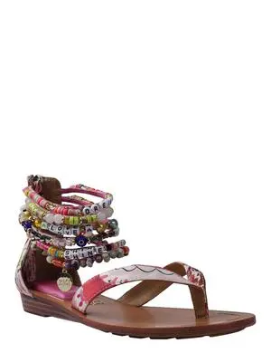 ZIGI Farina Beaded Ankle Cuff Sandal - Red Multi