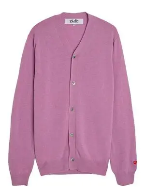 Play Comme Des Garcon Small Heart Cardigan - Purple