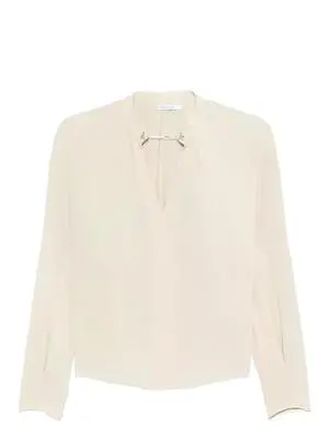 Patrizia Pepe Logo Chain Blouse - Neutrals