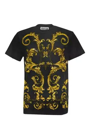 Versace Barocco-print Cotton T-shirt - Black