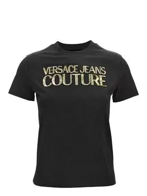 Versace Sequin-logo T-shirt - Black
