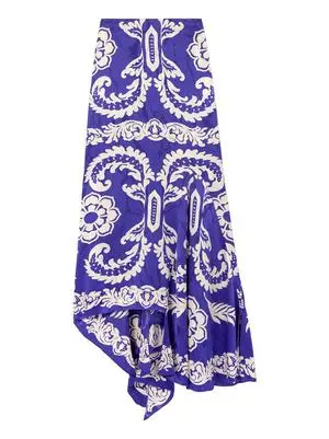 Etro Asymmetric Printed Maxi Skirt - Blue